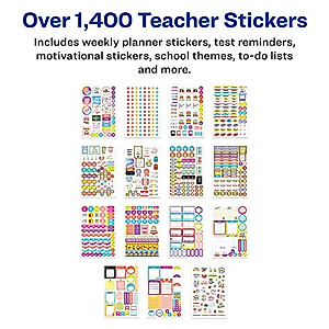 Avery Teacher Planner Stickers Pack, 30 Sheets of Teacher Planner Stickers, Set of 1,430 Stickers for Your Planner, Journal or Calendar (6781)
