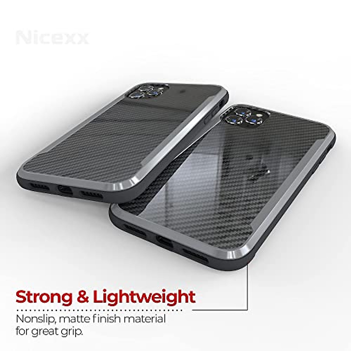 Nicexx Designed for iPhone 11 Pro Case with Carbon Fiber Pattern, 12ft. Drop Tested, Wireless Charging Compatible - Black