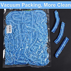 100+10 Shower Caps Disposable, Waterproof Plastic Bath Caps, Elastic Hair Processing Caps for Women Man Kids Girls, Hotel, Home Use (Blue)