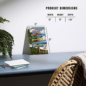 Lantern Press 6x9 Inch Wood Sign, Ready to Hang Wall Decor, Key West, Florida, Conch Republic, Destination Signs,