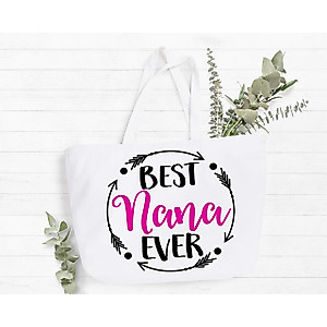 COCOVICI Nana Tote Bag | Grandma Gifts | Nana Gifts | Nana Christmas Gift | Christmas Gift from Grandkids (Best Nana Ever Pink/Black Font)