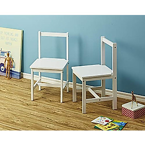Amazon Basics Solid Wood Kids Activity Chair Set, 23.8-Inch Height - 2-Pack, White