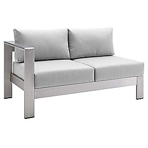 Modway EEI-4223-SLV-GRY Shore Sunbrella Patio Left-Arm in Silver Gray