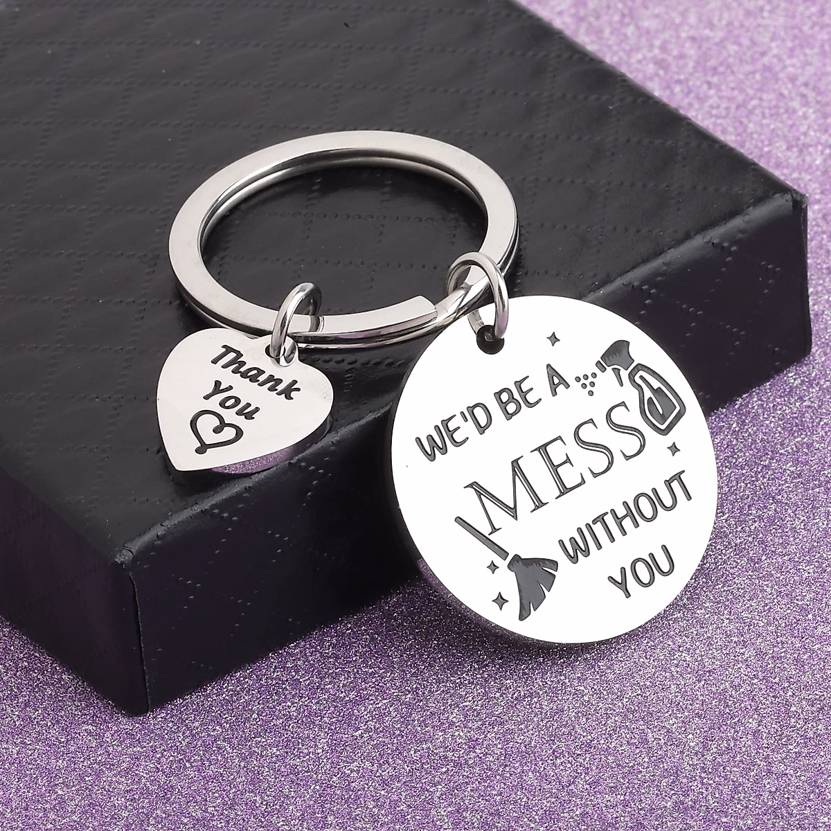 Lywjyb Birdgot Custodian Keychain Thank You Gift Appreciation Jewelry for Cleaning Lady (WE'D BE ky)