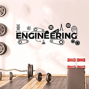 UILMNIY Engineering Wall Decals Science Technology Mathmatics Poster Removable Vinyl Stickers Education Classroom Decor School Interior Murals AFN94 (Black)