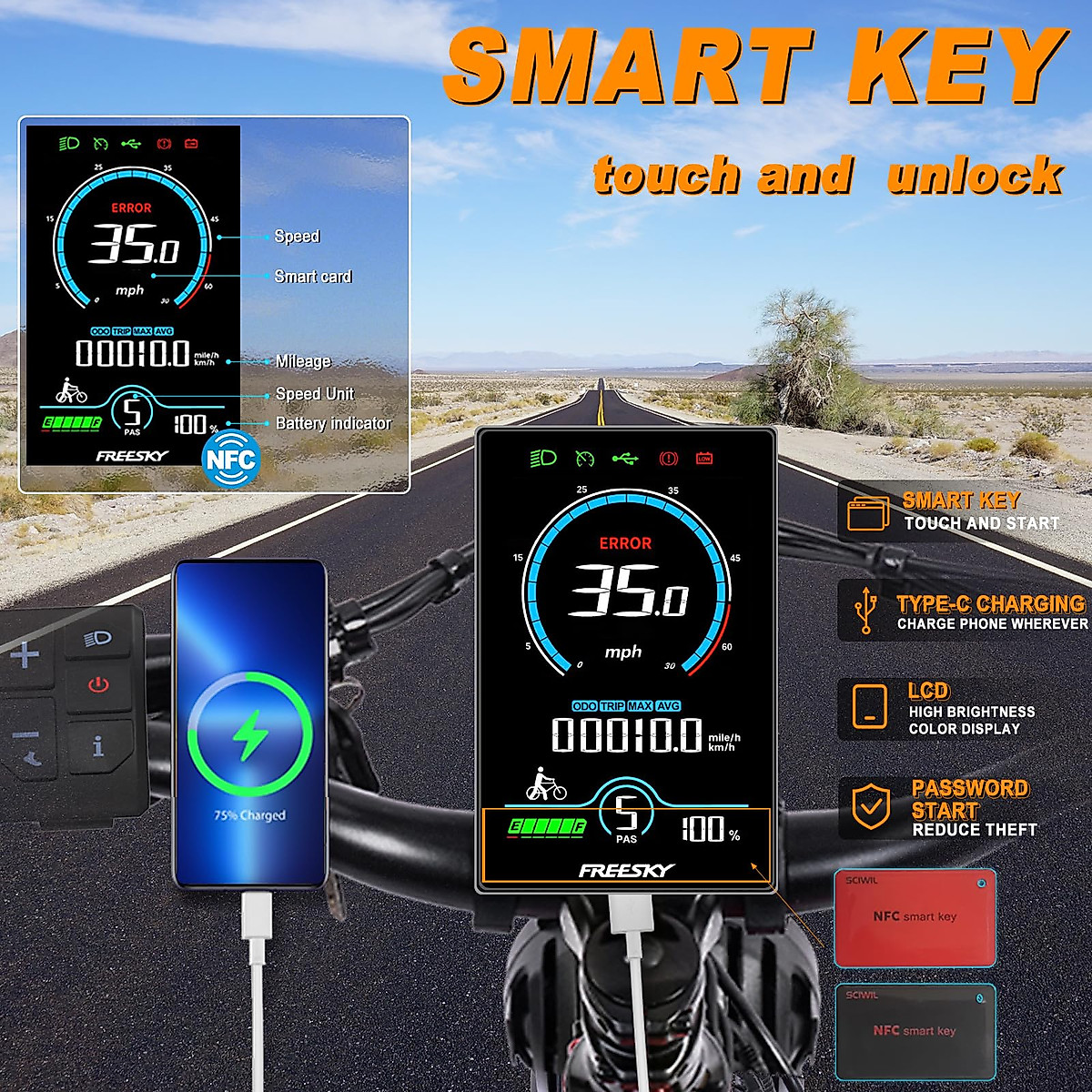 FREESKY Electric Bike for Adults with 1600W Power Motor, Full Suspension Ebikes up to 35MPH & 105Miles Max Range, 48V 25AH Removable Battery, 27" Fat Tire, Step-Thru E-Bike for Women/Men