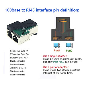 CERRXIAN RJ45 Splitter Adapter, RJ45 Female to 2 Female Splitter Coupler LAN Ethernet Network 1 to 2 Adapter (2-Pack)