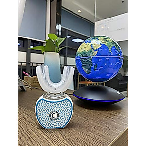 Smiletech Automatic Toothbrush,Sonic Toothbrush, with LED Blue Light 360° U-Shaped Full-Mouth Toothbrush Design, IPX7 Waterproof (White)