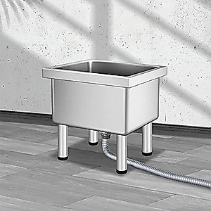 Stainless Steel Commercial Mop Sink Floor-Standing Mop Sink with Drainage Holes And Drainage Pipes, Suitable for Home Hotel Bar
