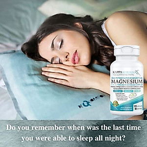 Magnesium, L-Threonate (120 Capsules), 2,253mg Per Serving, Providing 420mg Elemental, Bisglycinate Chelate, Malate, for Brain, Sleep, Stress, Cramps, Headaches, Energy, Heart, from Kappa Nutrition.