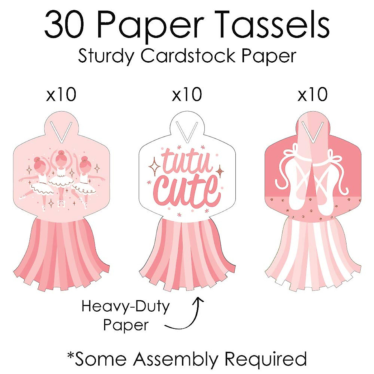 Big Dot of Happiness Tutu Cute Ballerina - 90 Chain Links and 30 Paper Tassels Decoration Kit - Ballet Birthday Party or Baby Shower Paper Chains Garland - 21 feet