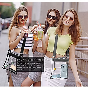 BAGAIL Clear Bag Stadium Approved Cross-Body Shoulder Messenger Bag Clear Purse with Adjustable Strap