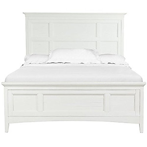 BOWERY HILL Wood Relaxed Traditional Soft White King Panel Bed