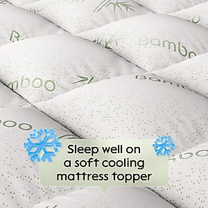 Ultra Soft Twin Mattress Topper - Viscose Made from Bamboo Mattress Pad for Back Pain Relief - Naturally Cooling for Hot Sleepers - Machine Washable