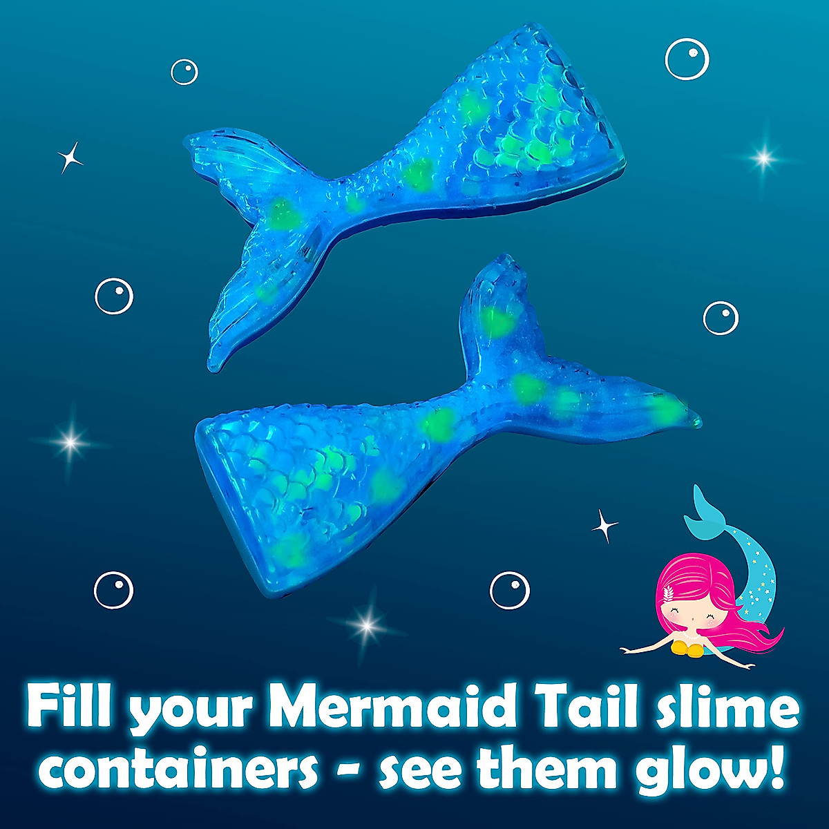 Original Stationery Mermaid Slime for Girls, 35 Pieces to Make DIY Glow in The Dark Slime with Glitter Slime Add Ins, Mermaid Gifts for Girls 9-12