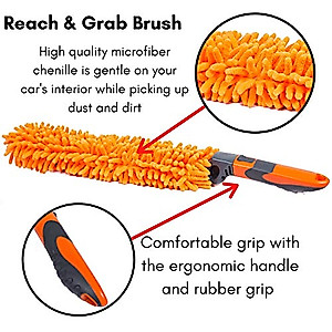 BIRDROCK HOME Car Wash Kit - Microfiber Cleaner - Tire Wheel Brush - Sponge - Duster - Extendable Cleaning Tool - Detailing Set