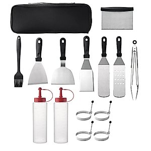 SEFAX Stainless Steel Grilling Kit, BBQ Tools Set, Grill Accessories with Storage Bag, Portable Grilling Utensil Kit, Suitable for Travel, Picnics, RVs, Camping, BBQs, Parties (Size : 14pcs)