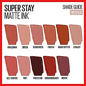 Maybelline Super Stay Matte Ink Liquid Lipstick Makeup, Long Lasting High Impact Color, Up to 16H Wear, Mover, Brown, 1 Count