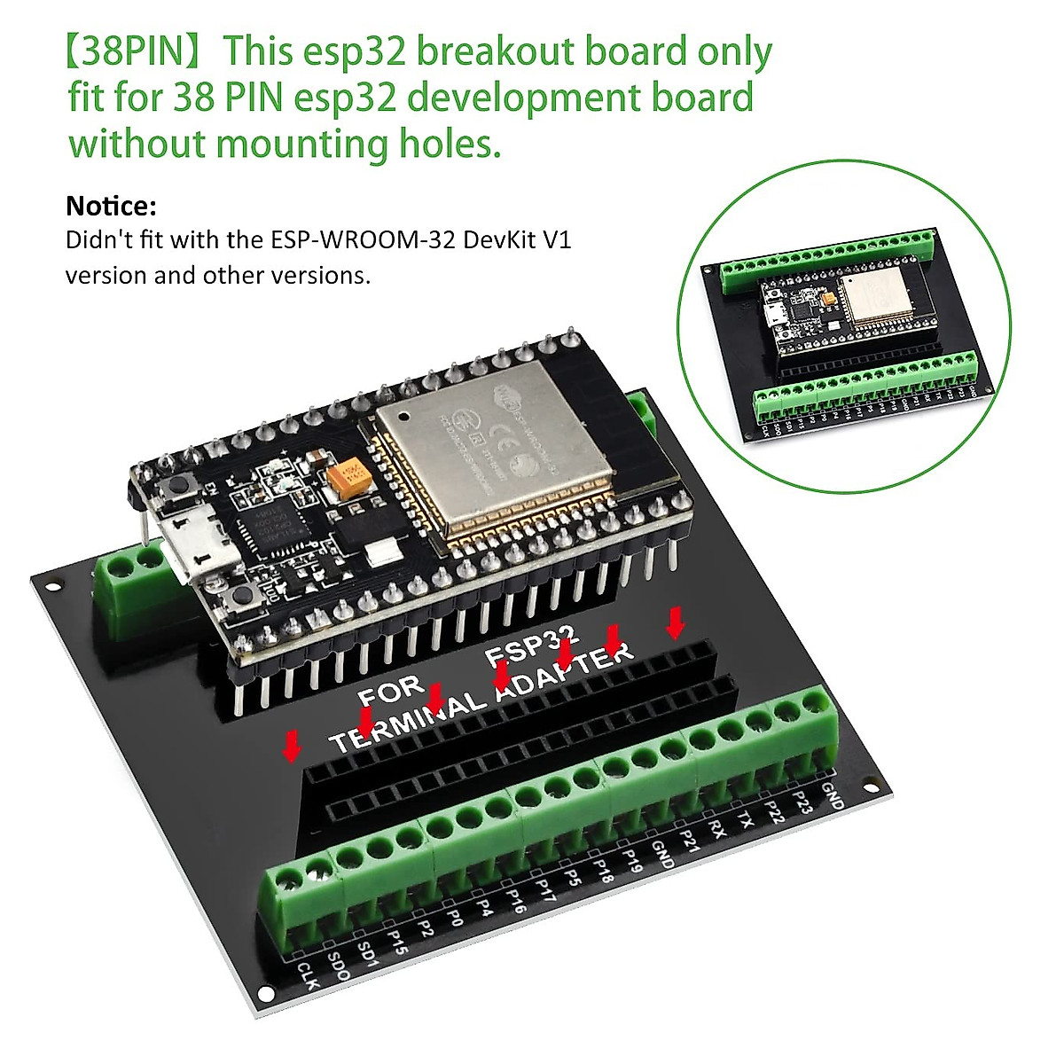 3-Pack 38PIN ESP32 Breakout Board, Aideepen ESP32 ESP32S Breakout Board GPIO 1 into 2 for 38PIN Narrow Version NodeMCU-32S