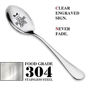 TyM I am a nightmare before coffee Engraved Stainless Steel spoon for coffee tea cereal ice cream - Engraved gift for him/her - 7 inch Sturdy handle and food safe engraving