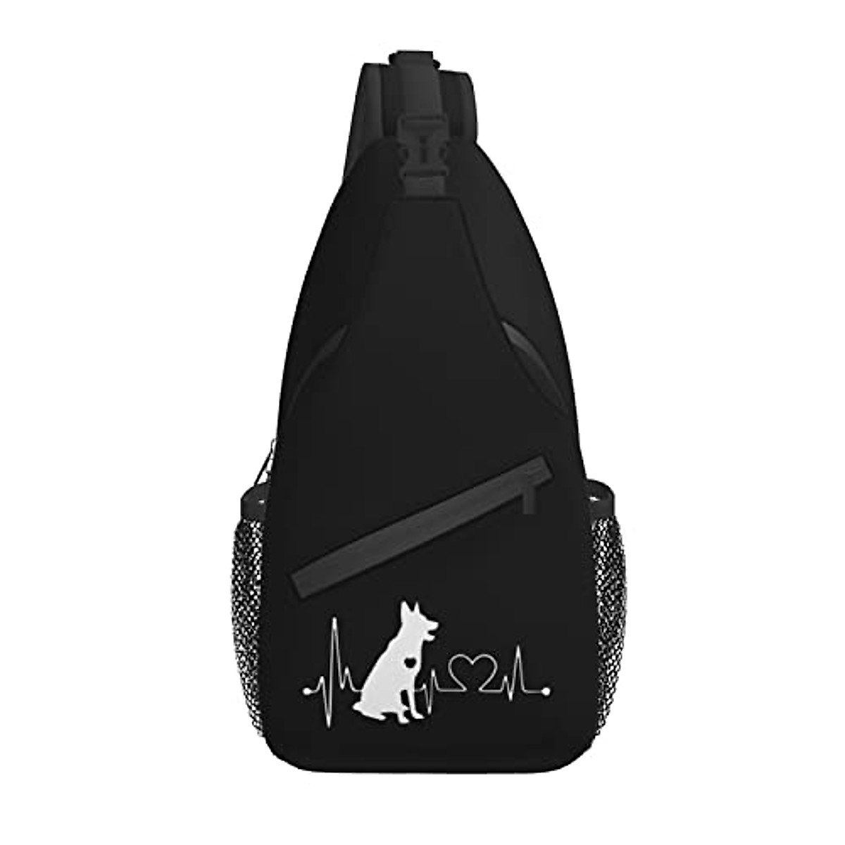 Heartbeat German Shepherd Sling Bag Crossbody Daypack Travel Hiking Mini Fashion Shoulder Backpack for Men Women Kids