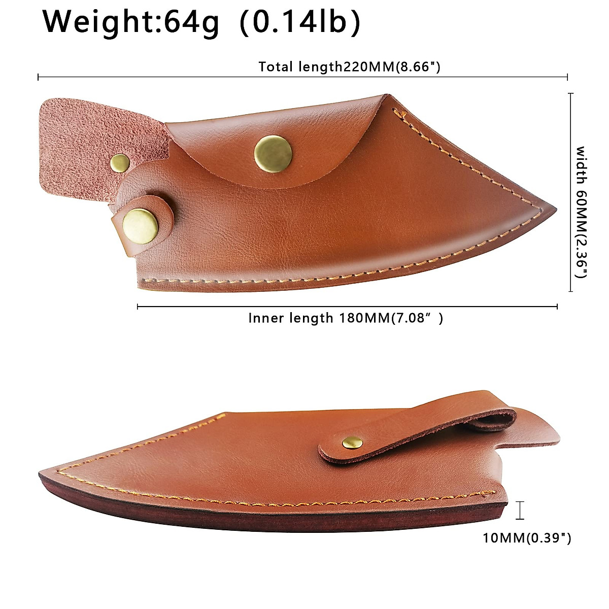 Kitory Leather Knife Sheath 7 inch Meat Cleaver Knife Practical Soft Leather Sheath with Belt Loop Good for Outdoor Protect Fixed Blade & Carry Out, 2023 Gifts For Women and Men