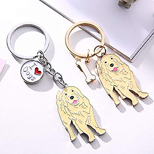 tenghong2021 Corgi Keychain Dog Zipper Cute Pendant Clip On Charm Animal Jewelry Gift Pet Lover Welsh Keyring Unisex -Golden Retriever