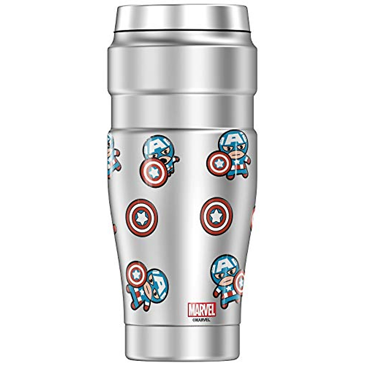 THERMOS MARVEL - Captain America Kawaii STAINLESS KING Stainless Steel Travel Tumbler, Vacuum insulated & Double Wall, 16oz