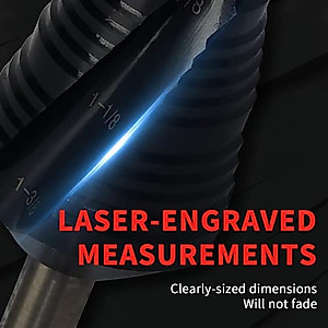 S&F STEAD & FAST Cobalt Step Drill Bit for Metal, Three Spiral Flute, 1/4"-3/4", 1 pc, Heavy Duty Unibit, 1/4" Hex Shank, HSS M35 Steel Step Bit for Sheet Metal, Stainless Steel, Aluminum