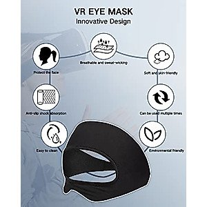 Moxluck VR Eye Mask Cover Breathable Sweat Band for Oculus Quest 2, Sweat Absorbing Oculus Face Cover for VR Fitness Apps & Supernatural and Best Saber Games（2pcs,Black）