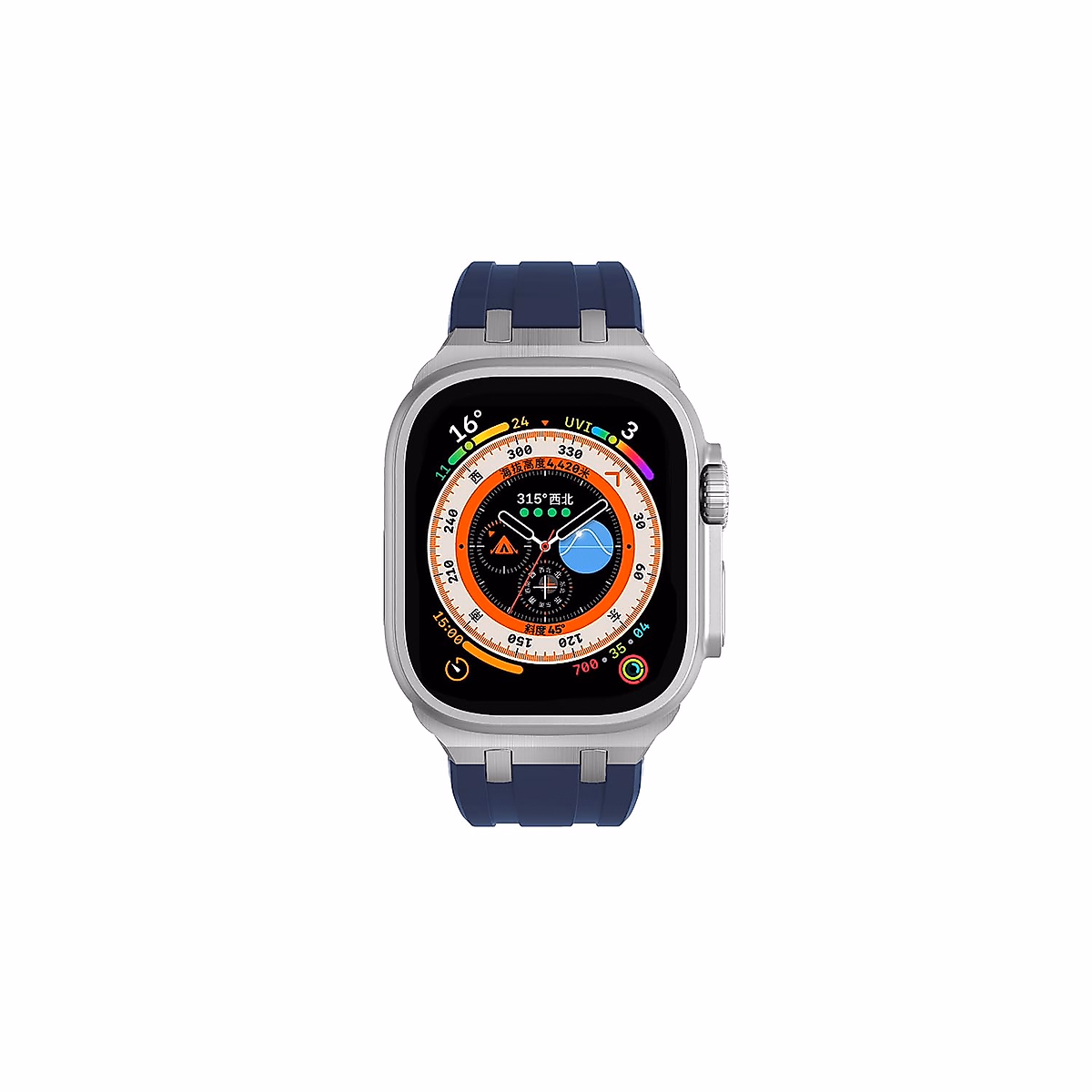 NewWays for Apple Watch Ultra 2 Band 49mm 45mm 44mm 42mm for Men, AP Wide Sport Liquid Silicone Rubber Band with Stainless Steel Adapter for Apple Watch Band for iWatch Series 8 7 6 5 SE Ultra Luxury