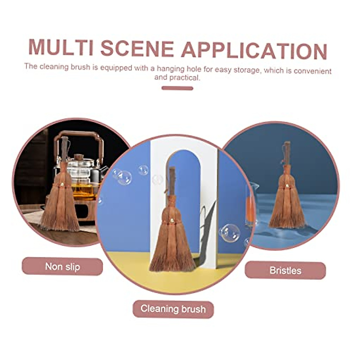 Outanaya Brown Silk Broom Outdoor Bed Broom Bristles Escoba De Goblincore Room Decor Brooms Straw Whisk Broom Mini Brush Dustpan Cleaning Supplies Small Broom Natural Handle