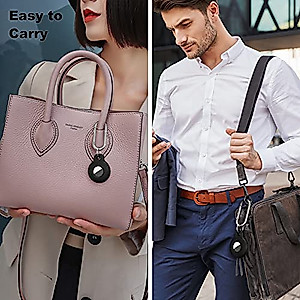 Koaichi Compatible with AirTag Case, Scratch-Resistant, Easy to Carry, Silicone Protective Cover with Carabiner - Black