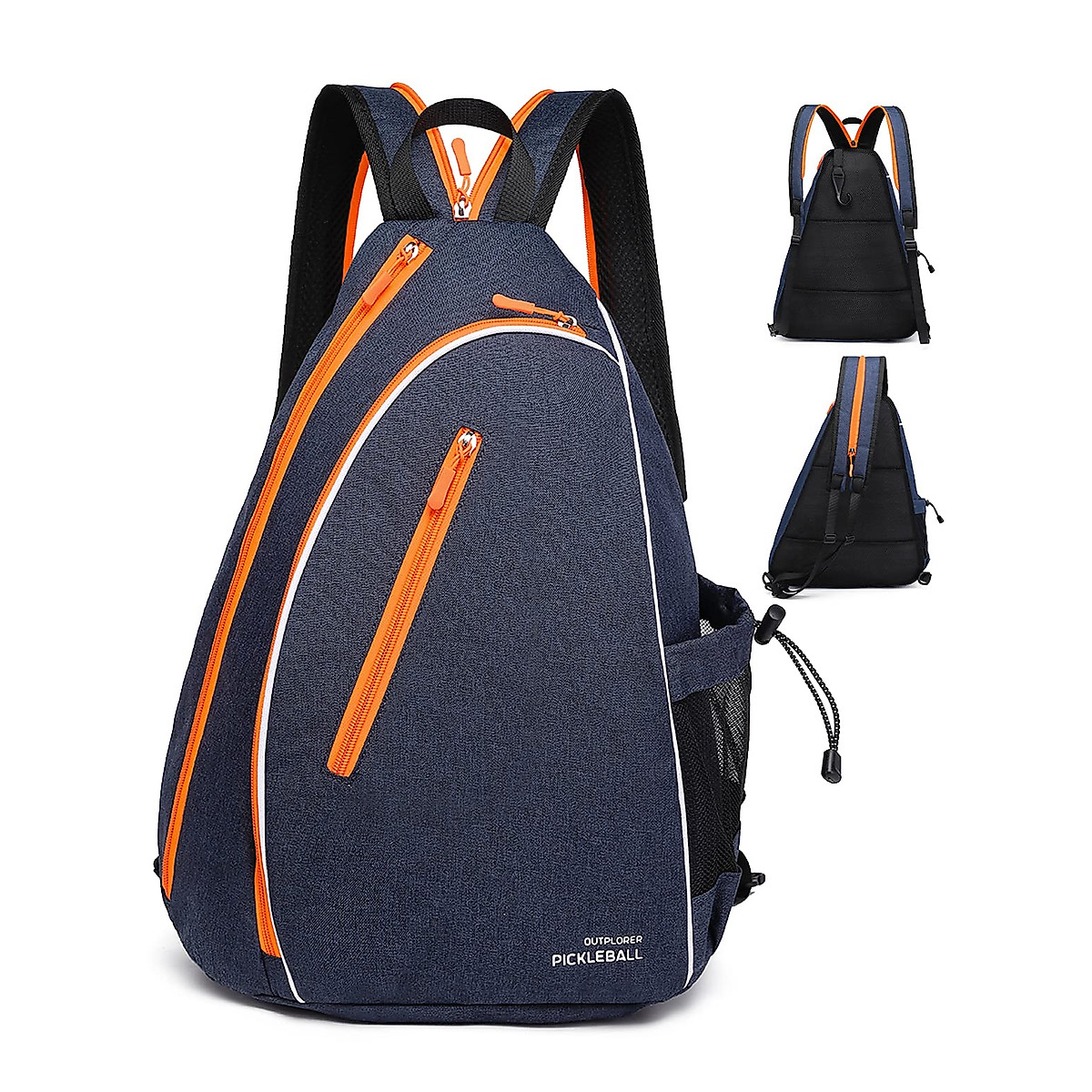 OUTPLORER Pickleball Bags for Men Women Pickleball Paddle Bag Sports Pickleball Bag Adjustable Sling Bag with Fence Hook Crossbody Backpack Fits to the Courts (Orange B)