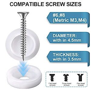 200pcs Screw Caps, Sopito Plastic Hinged Screw Cover Caps Fold Screw Snap Covers Washer Flip Tops for Covering Screw Heads, Screw Protection (White)