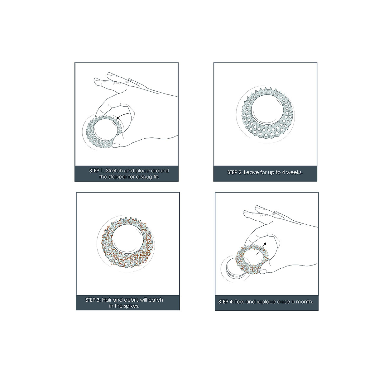 Evriholder Vanity Sink Savers, Drain Cover Hair Catcher for Bathroom, Gray and White, 12 Pack