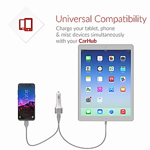 Crave CarHub 54W 4 Port USB Car Charger, Qualcomm Quick Charge 3.0 - White