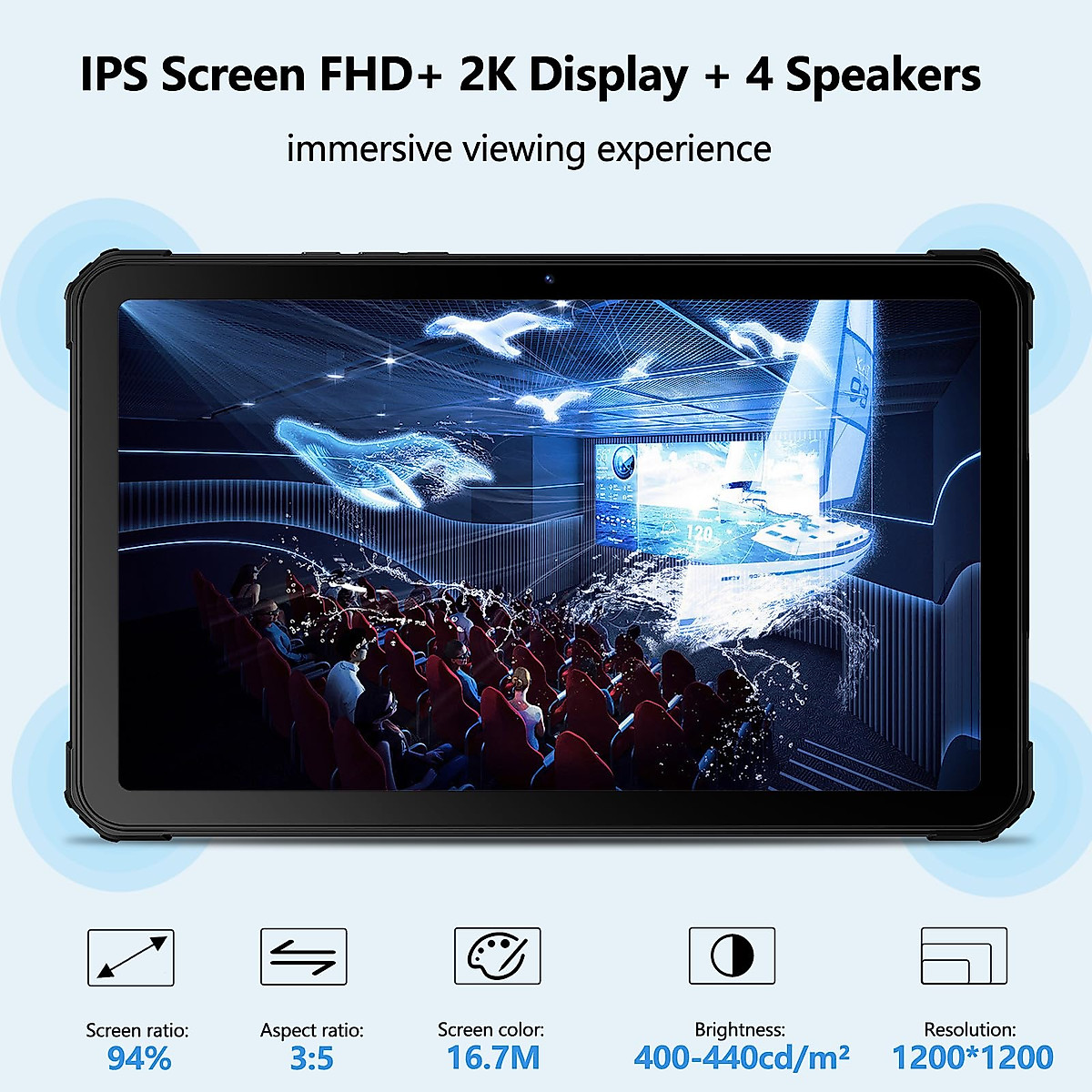 FOSSIBOT 2023 Latest Android 13 Tablet, 10.4Inch Octa-Core Rugged Tablets 16+256GB/1TB 11000mAh Battery, 1200x2000 IPS FHD+ Display+48MP Camera, Fast Charging/WiFi/Dual SIM/Bluetooth/GPS/OTG