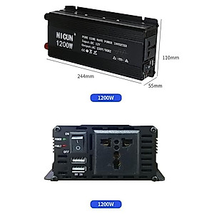 12V24V to 220V Vehicle Pure Sine Inverter Pure Sine Wave 600w1200W High Power Inverter Solar Inverter (Color : 24V, Size : 600W)