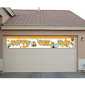 Large Happy Bee Day Banner | Bumble Bee Birthday Party Decoration | Happy Bee Day Party Supplies | Bumblebee Baby Shower Decoration - 9.8 x 1.6FT