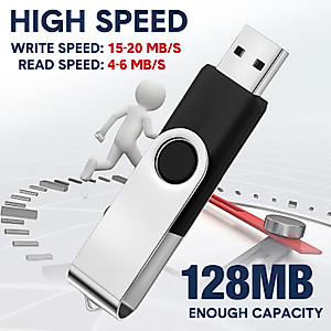 Aoriher 50 Pack USB 2.0 Flash Drives Bulk, Portable USB Thumb Drives with Lanyards, Swivel Flash Drives Thumb Drives for Office School Data Storage (128MB)