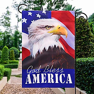 Volta God Bless America Garden Flag Double Sided Bald Eagle Patriotic Garden Flag American Independence Day 4th of July Yard Flag for Outdoor Decoration 12x18 Inch