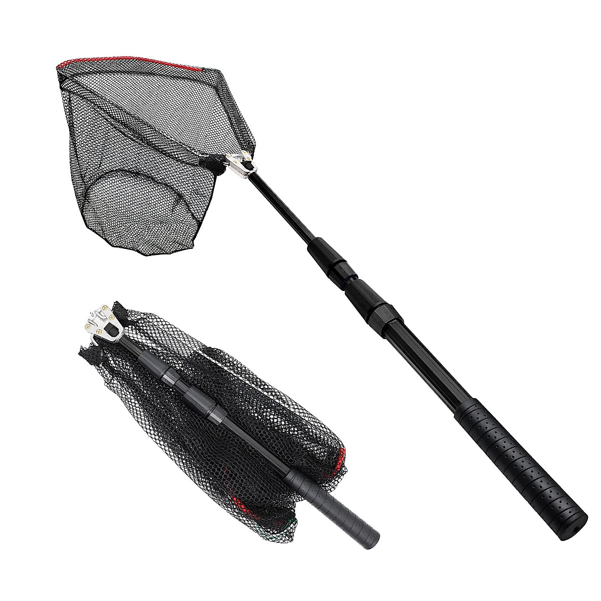 SAN LIKE Fishing Net Fish Landing Nets Ice Fishing Collapsible Telescopic Sturdy Pole Handle for Saltwater Freshwater Extending to 36/43/71/98inches (49inch-Black)