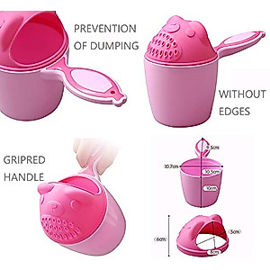Rinse Shampoo Rinser Baby Rinse Cup Baby Bath Rinser Wash Hair Cup by Protecting Infant Eyes (Bear-Pink)