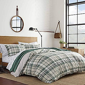 Eddie Bauer - Queen Comforter Set, Reversible Cotton Bedding with Matching Shams, Plaid Home Decor for All Seasons (Timbers Green, Queen)