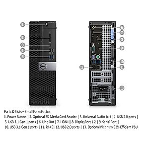 Dell 5050 SFF Desktop Intel i7-6700 UP to 4.00GHz 32GB DDR4 New 512GB NVMe SSD + 2TB HDD Built-in AX200 Wi-Fi 6 BT Dual Monitor Support Wireless Keyboard and Mouse Win10 Pro (Renewed)
