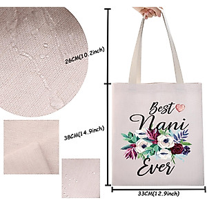 TSOTMO Best Nani Ever Canvas Tote Bag Nani Gift Grandma Gift from Grandchildren Grandma Birthday Gift (Nani canvas)