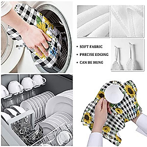 Big buy store Sunflower Floral Butterfly Bee Kitchen Dish Towels, Soft Lightweight Microfiber Absorbent Decorative Hand Towel Black Buffalo Plain Tea Towel Guest Towel for Kitchen Bathroom 18x28in