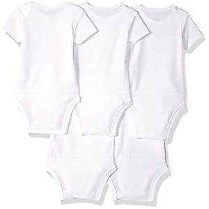 Hanes Baby Bodysuits, Ultimate Flexy Short Sleeve for Boys & Girls, 5-Pack, DIAMOND WHITE, 12-18 Months