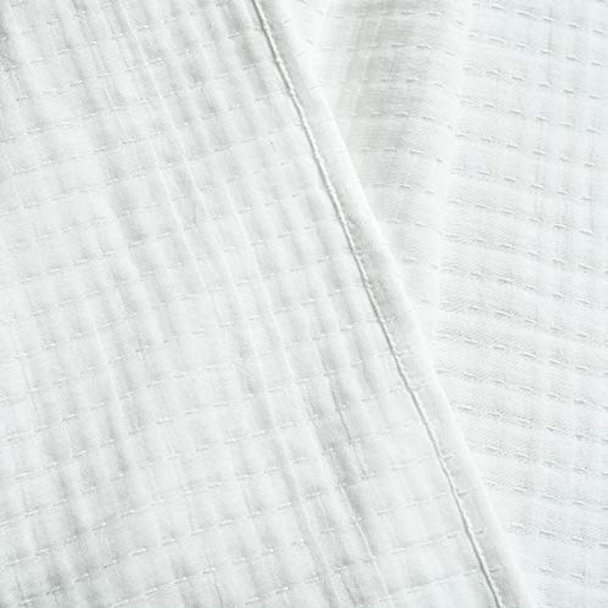 Lush Decor Solid Kantha Pick Stitch Yarn Dyed Cotton Woven Throw Blanket, 60" x 50", Off-White